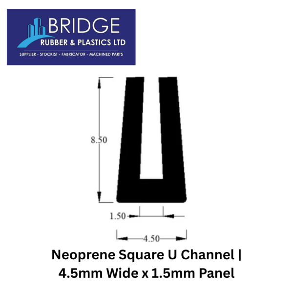 Black Neoprene Square U Channel | 4.5mm Wide x 1.5mm Panel – Bridge ...